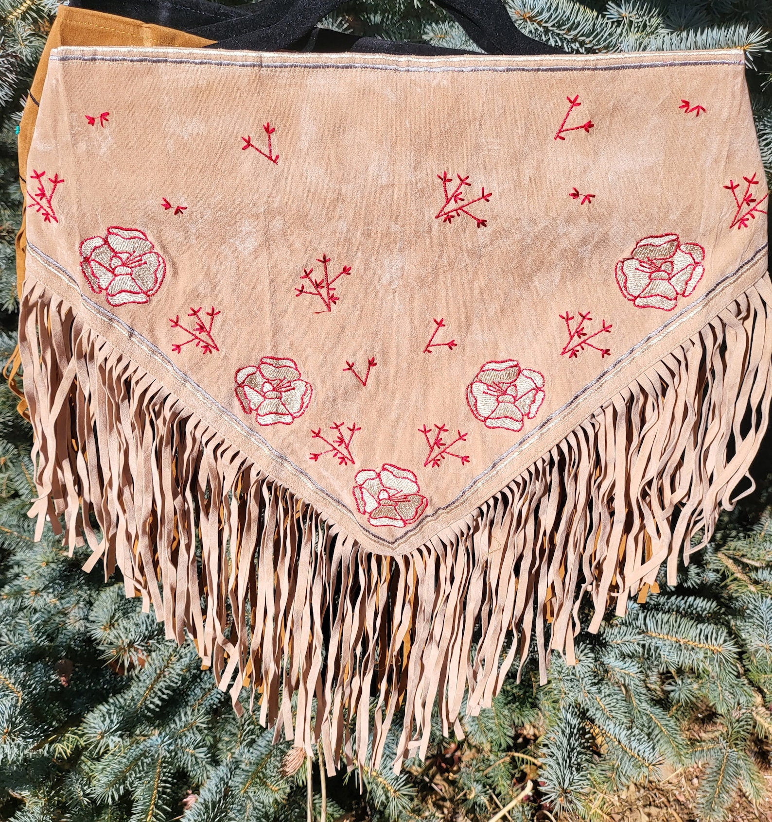 XXL Boho Scarf for Women, Thunderbird, Artisan Beaded Fringe Scarf ...