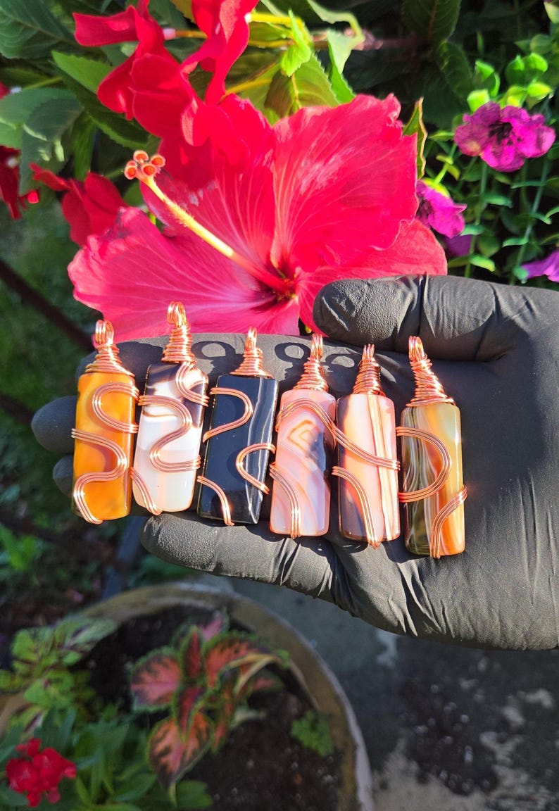 Bohemian Botswana Banded Agate Crystal Necklace • Spiritual Healing ...