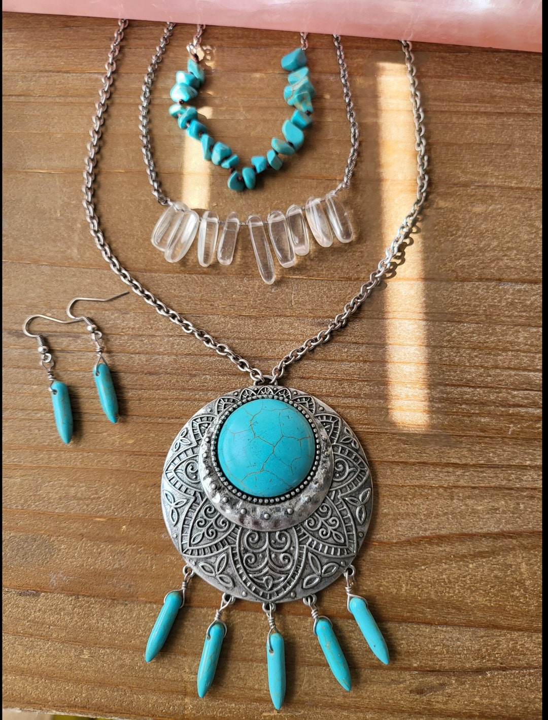 High Frequency • Turquoise & Quartz Necklace • Earrings • Healing ...