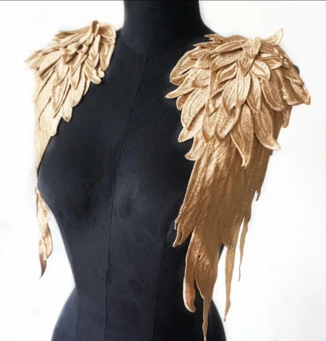 3D Lace Angle Wings, Shoulder Embroidered Patches, Wedding Applique ...