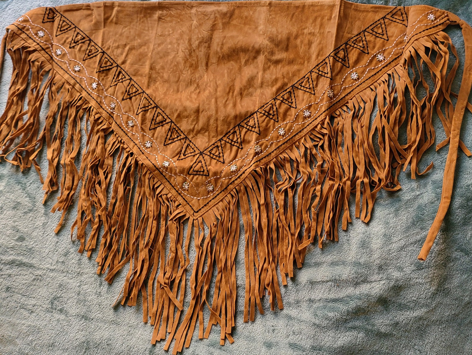 XXL Boho Scarf for Women, Thunderbird, Artisan Beaded Fringe Scarf ...
