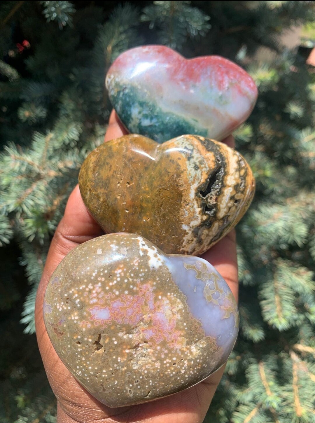 High Frequency • Ocean Jasper • Heart Palm Stone • Healing Crystal ...