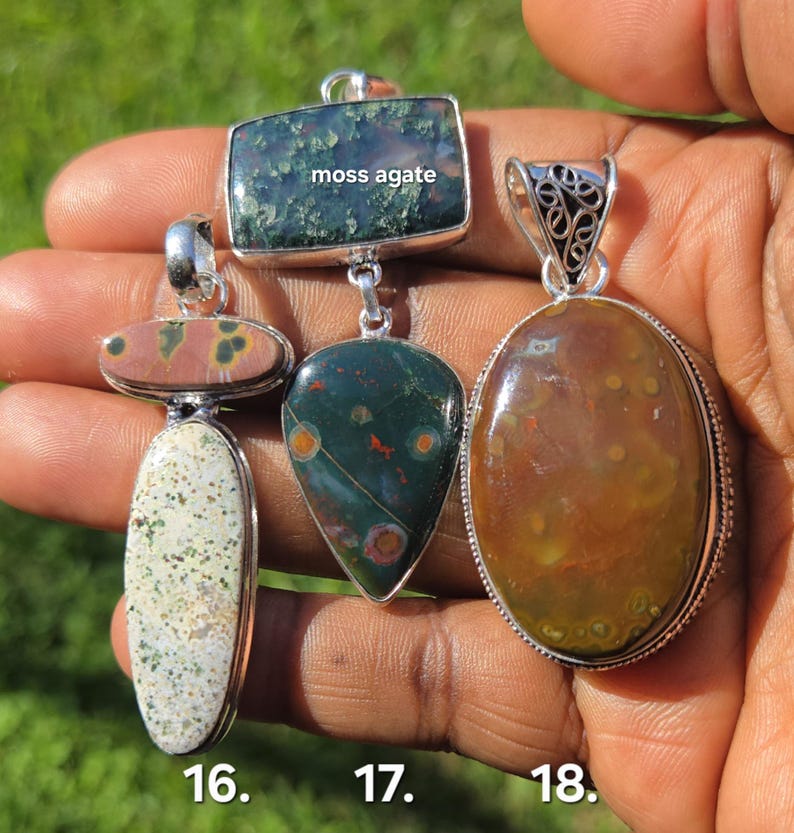 2" Ocean Jasper Necklace • Healing Crystals • High Frequency ...
