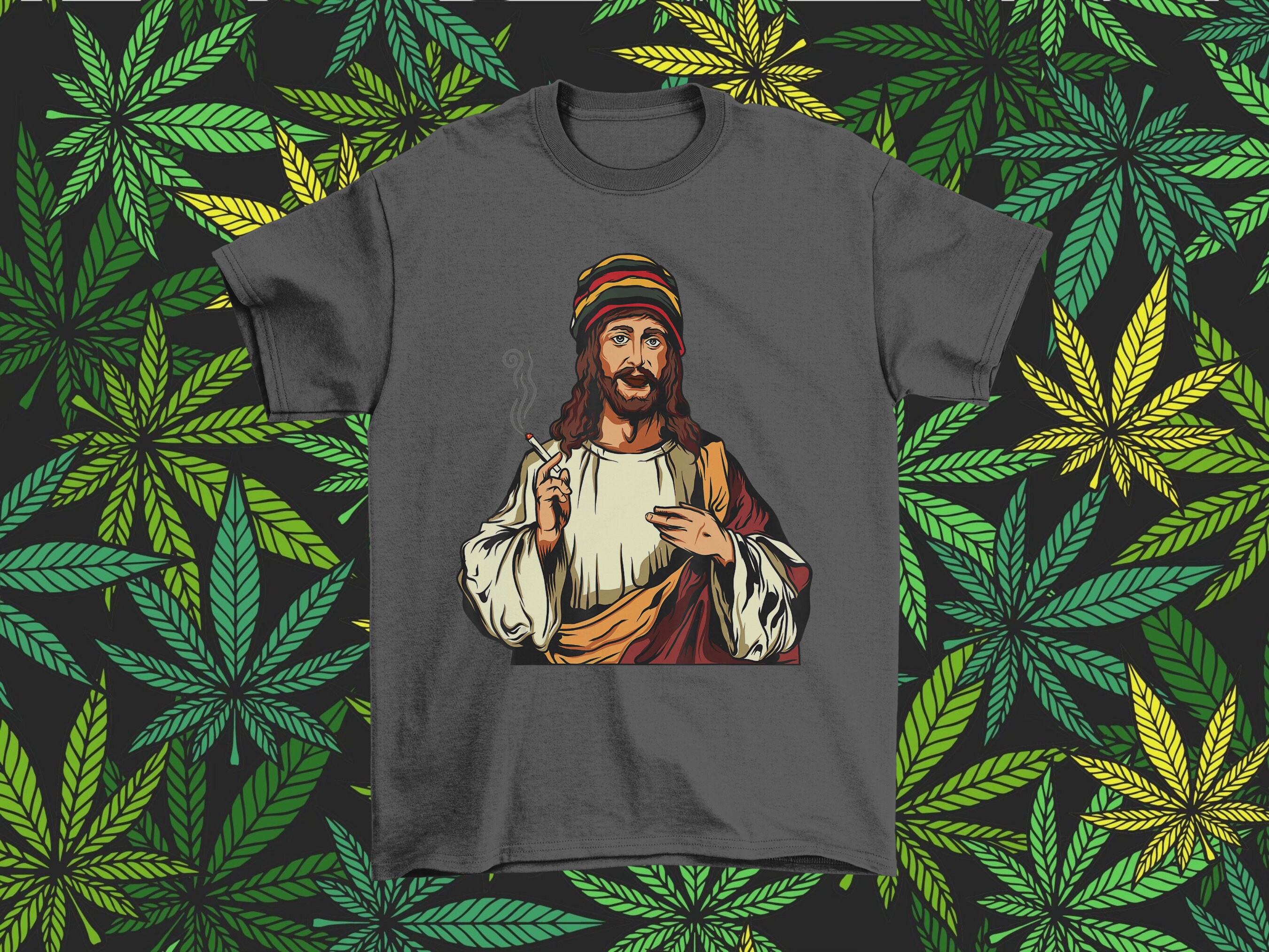 Jesus Smoking Shirt Smoking Jesus, Jesus Christ Shirt, Funny Weed Shirt ...