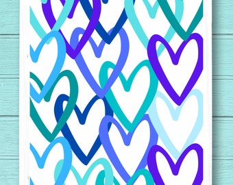 Blue Heart Poster - Etsy