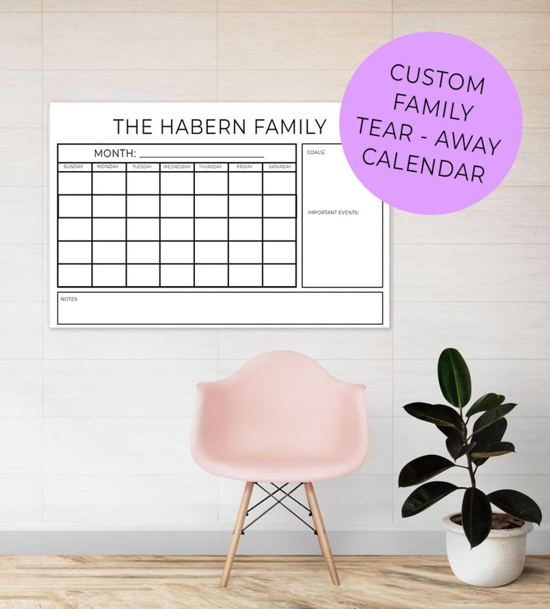 Custom Family Calendar Tear-off Calendar Custom Family Organization - Etsy