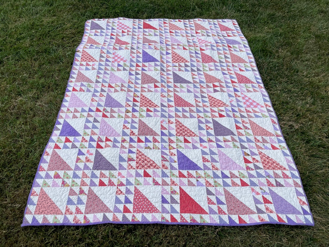 Pink Triangle Scrap Quilt - Etsy