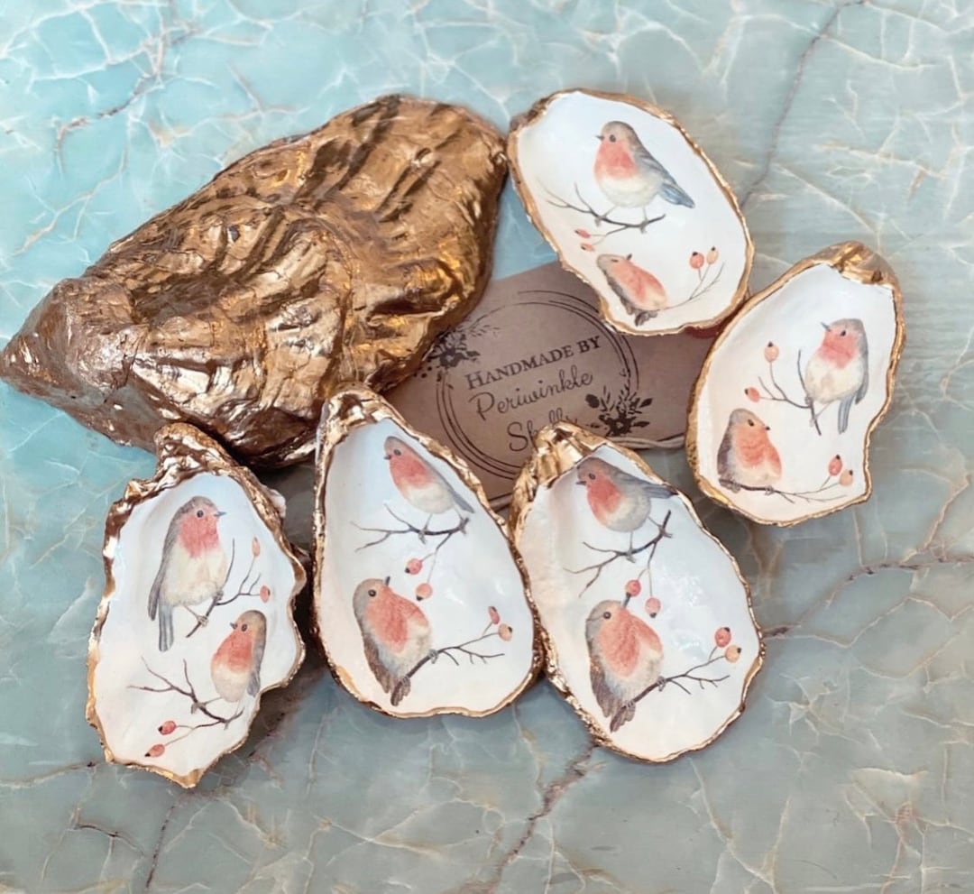 Robin Christmas Shell Decorations - Etsy