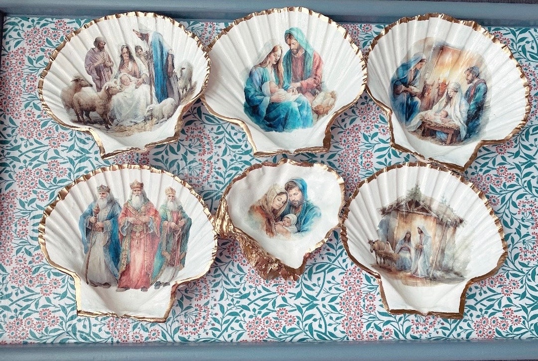 Nativity Scene Decorative Shells - Etsy