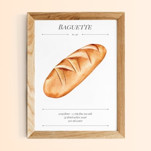 Kitchen Decor Printable Poster Bread French Bakery Wall Art Gallery Set ...