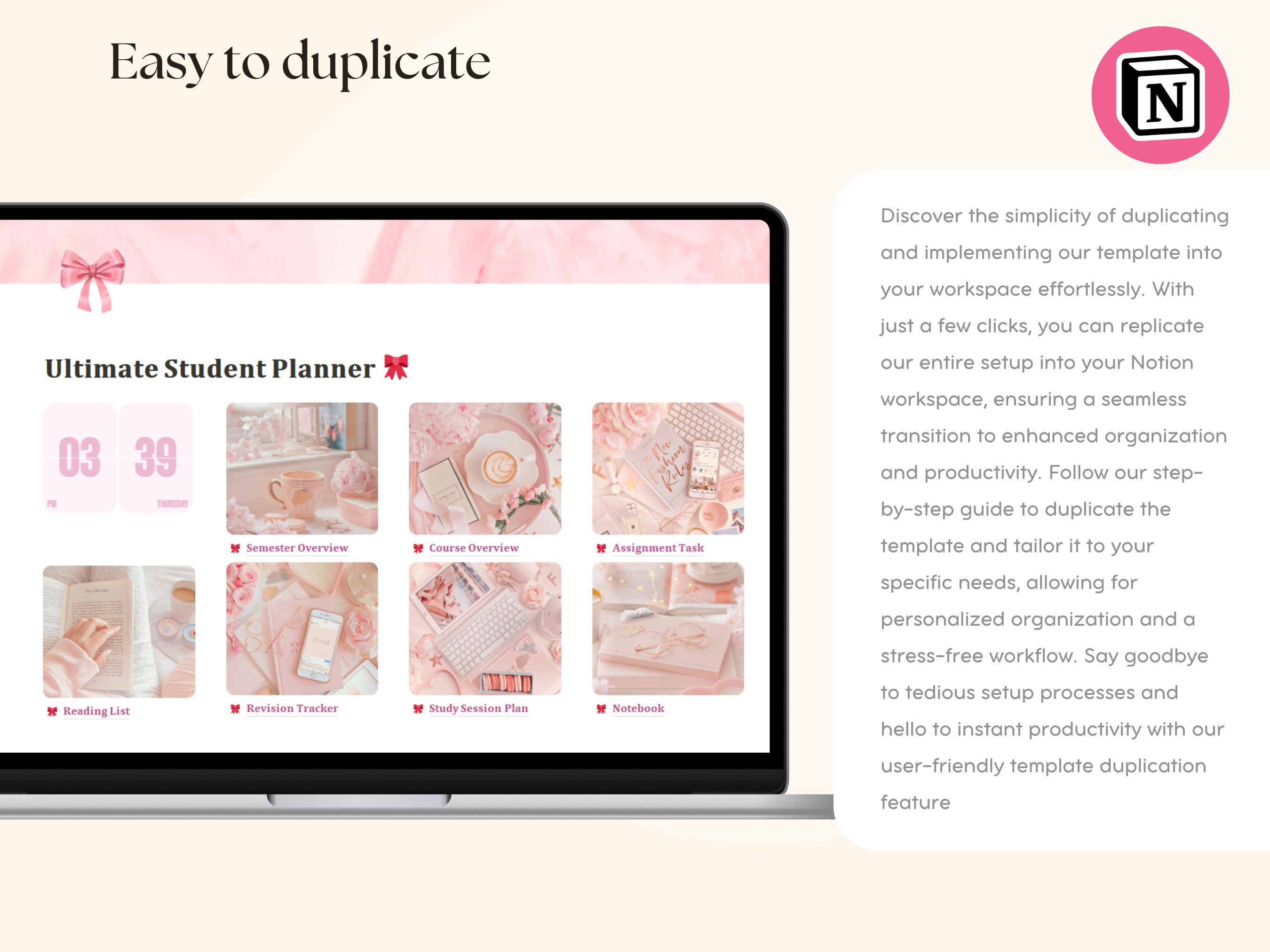 Coquette Student Planner, Template Notion, All-in-one, ADHD, Aesthetic ...