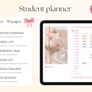 Coquette Student Planner, Template Notion, All-in-one, ADHD, Aesthetic ...