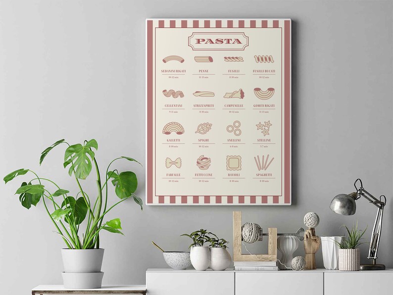 Vintage Pasta Print, Retro Pasta Poster, Italian Pasta Print, Pasta ...