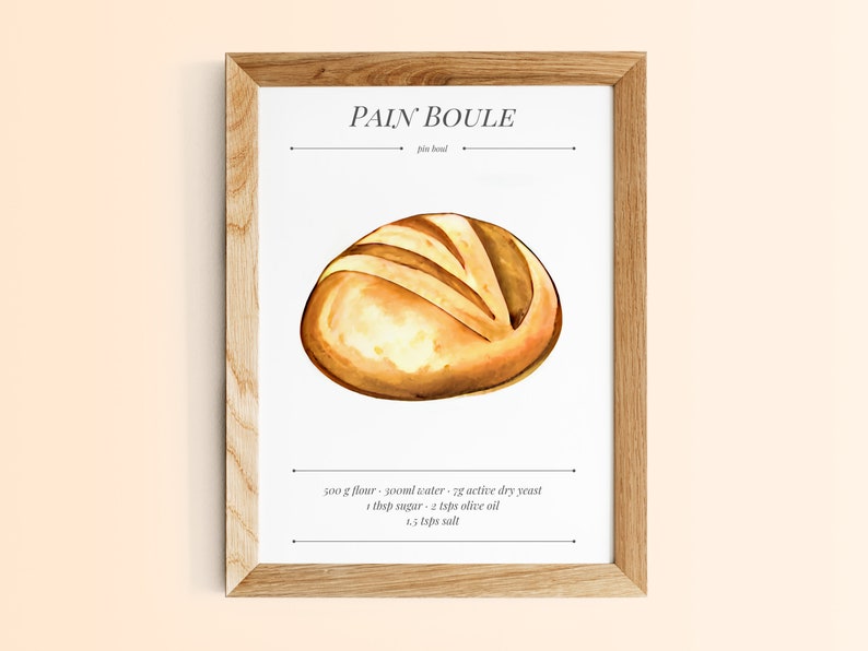 Kitchen Decor Printable Poster Bread French Bakery Wall Art Gallery Set ...