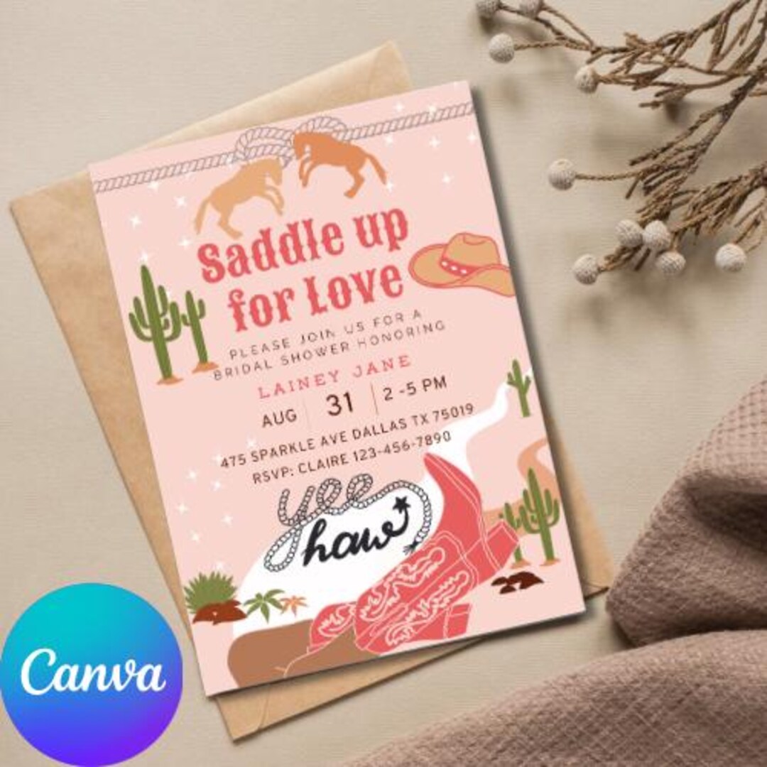 Pink Western Invite - Rodeo - Cowboy - Digital Download - Birthday ...