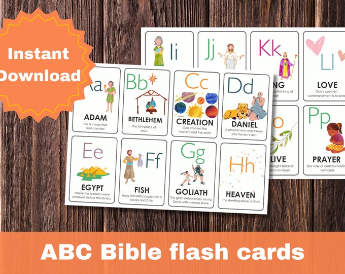 Bible Alphabet, Kids Bible Cards, Alphabet Flashcards, ABC Bible Verses, Kids Bible Study, Bible ...