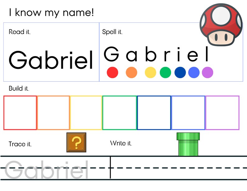 Spell and Write Name Mat: Preschool Learning Activity (digital Download ...