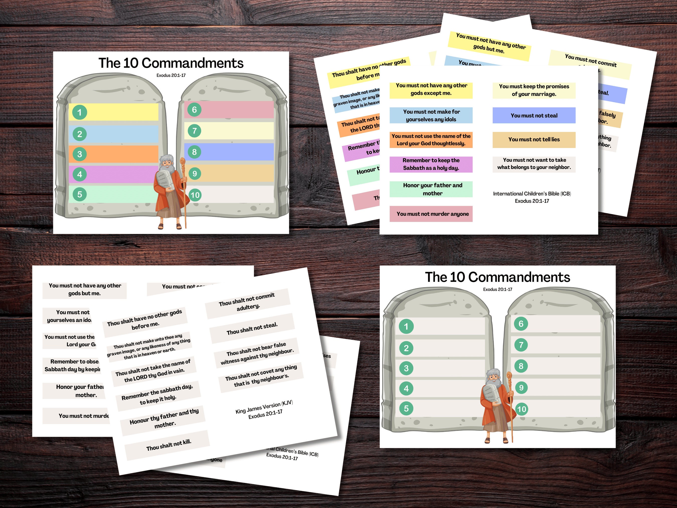 10 Commandments Exodus Activity Worksheet Puzzle for Teaching Kids ...