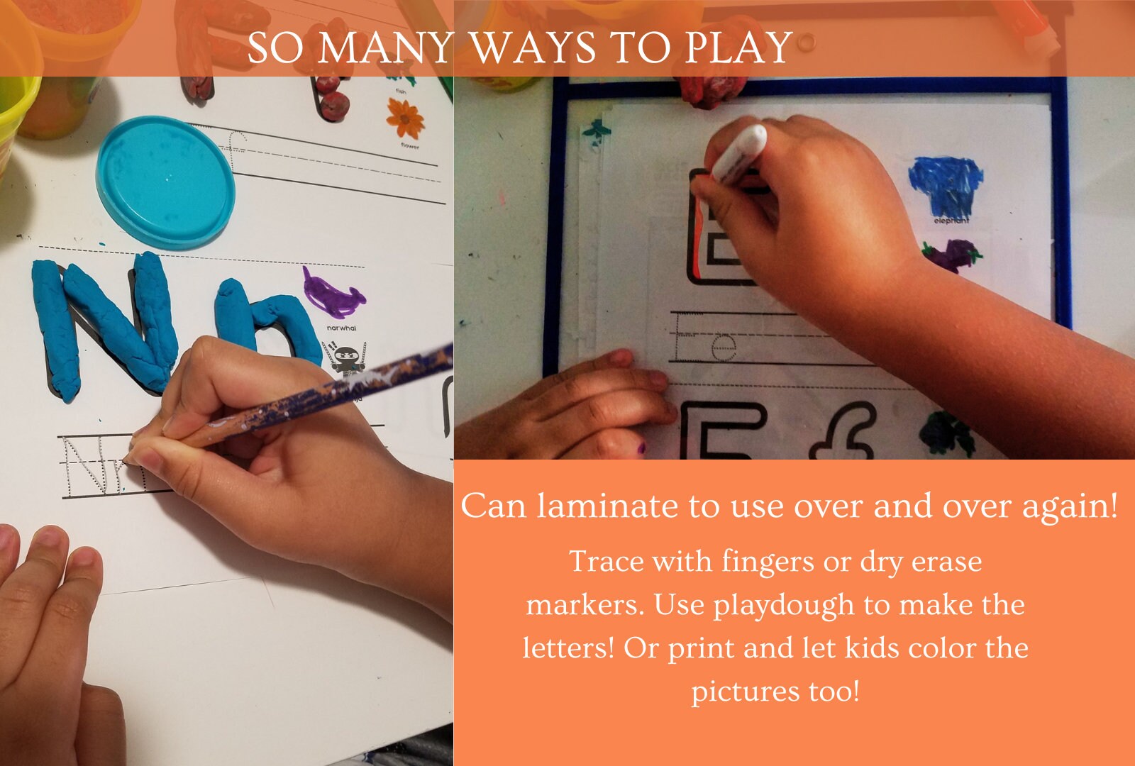 Alphabet Play Doh Mats: ABC Tracing Printables for Preschool (digital ...