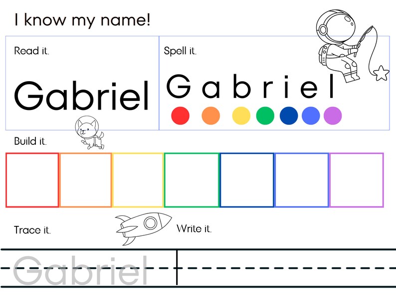 Spell and Write Name Mat: Preschool Learning Activity (digital Download ...