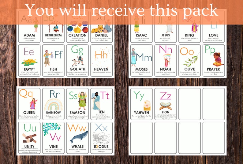 ABC Bible Flash Cards for Kids, Preschool Bible Activity, Learn ...