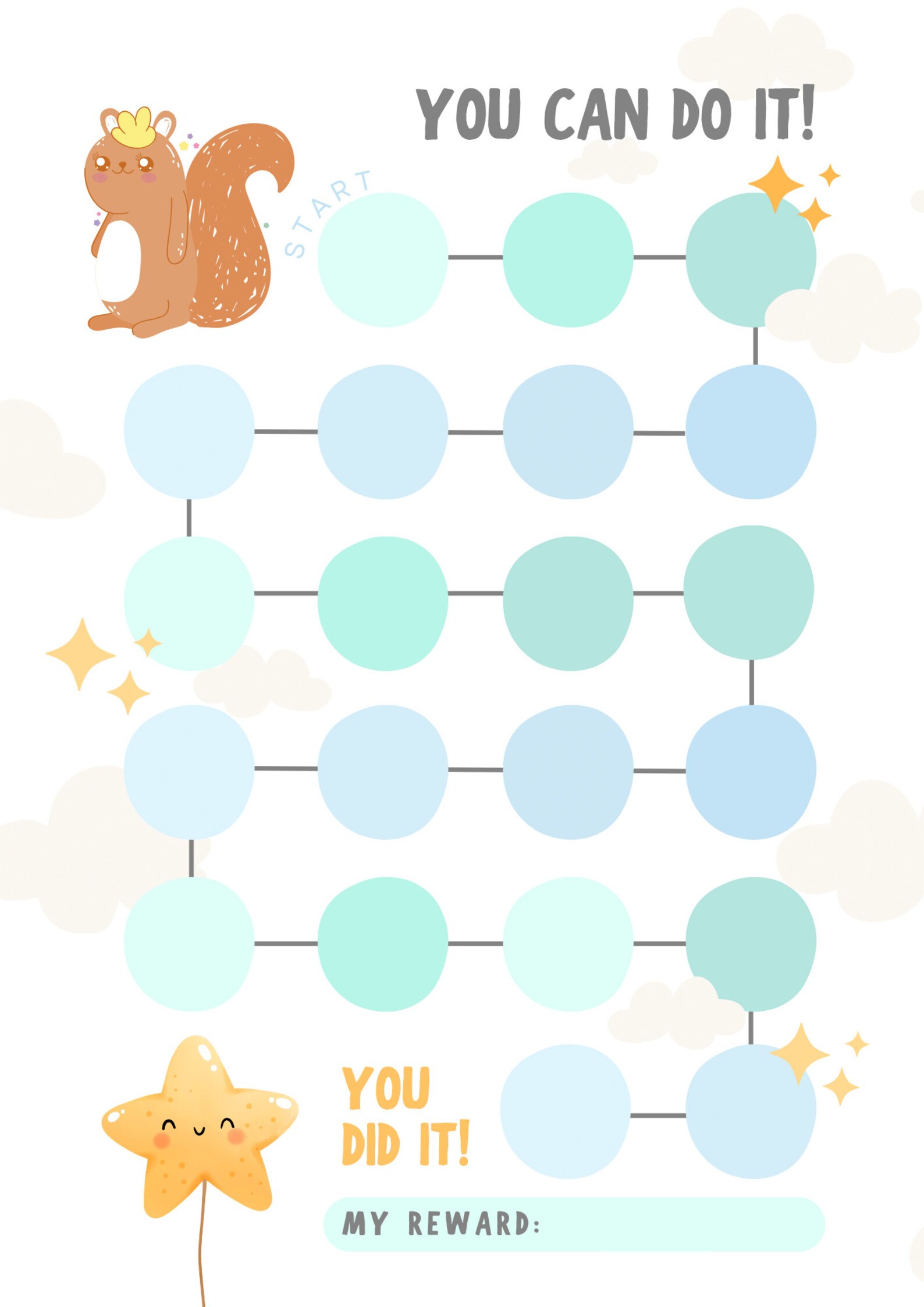 Printable Reward Chart for Kids, Fun Cute Playful Boy Girl - Etsy