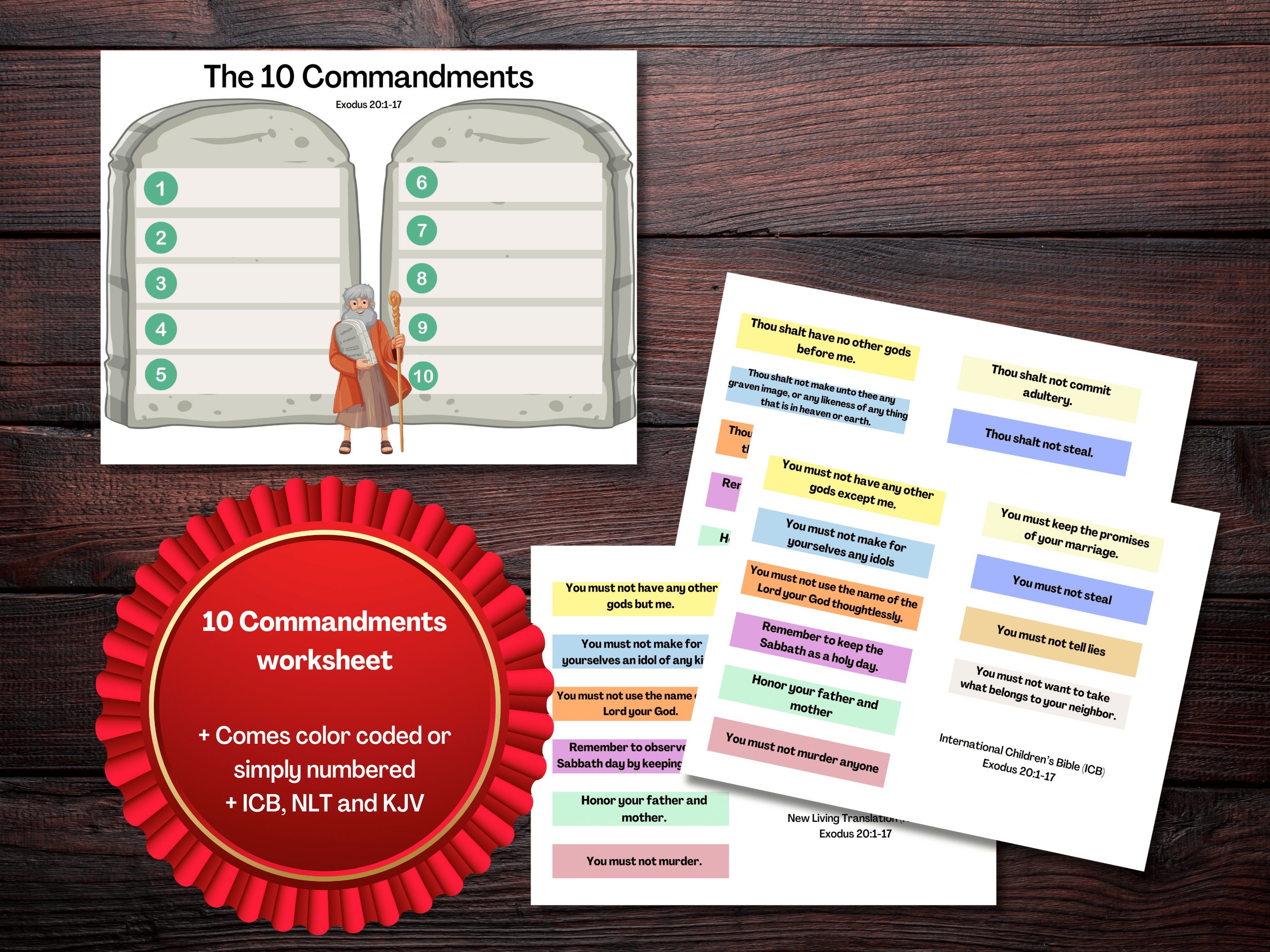 10 Commandments Exodus Activity Worksheet Puzzle for Teaching Kids ...