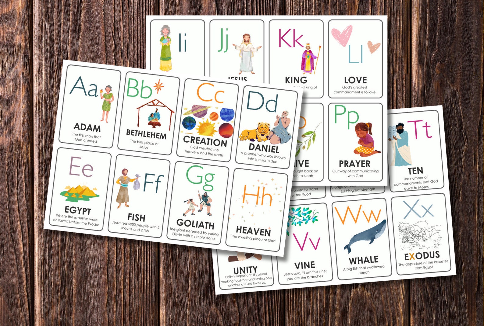 ABC Bible Flash Cards for Kids, Preschool Bible Activity, Learn ...