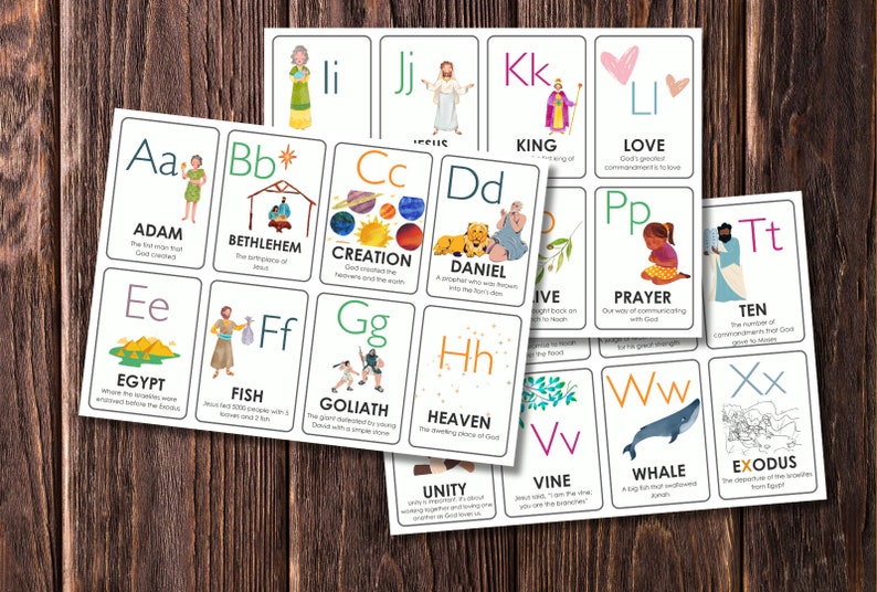 ABC Bible Flash Cards for Kids, Preschool Bible Activity, Learn ...