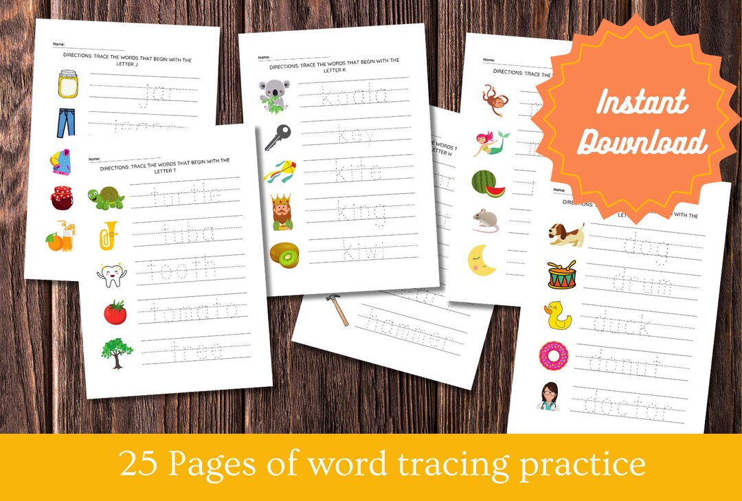 Word Tracing Worksheets, Educational Beginners, Writing Practice ...