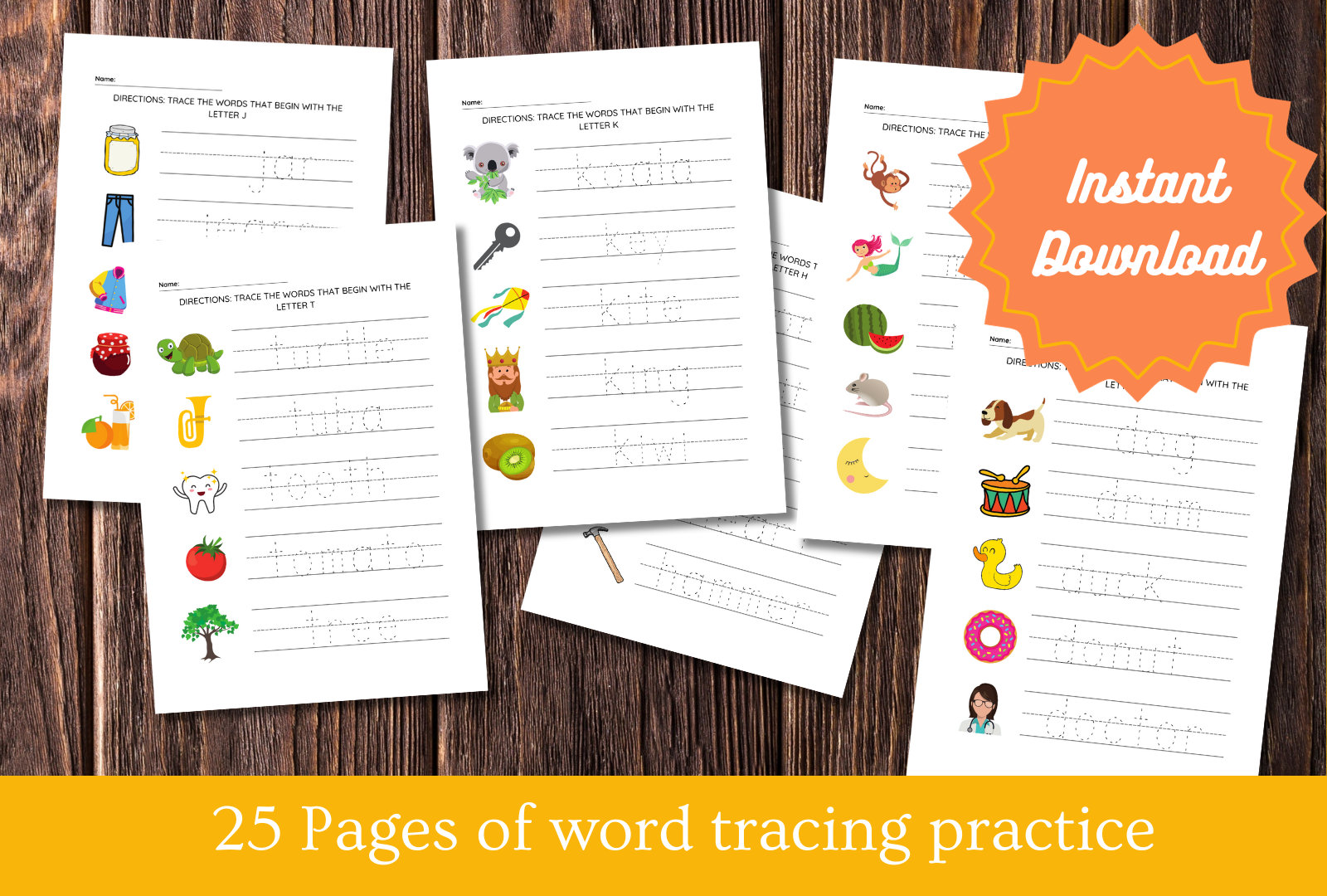 Word Tracing Worksheets, Educational Beginners, Writing Practice ...
