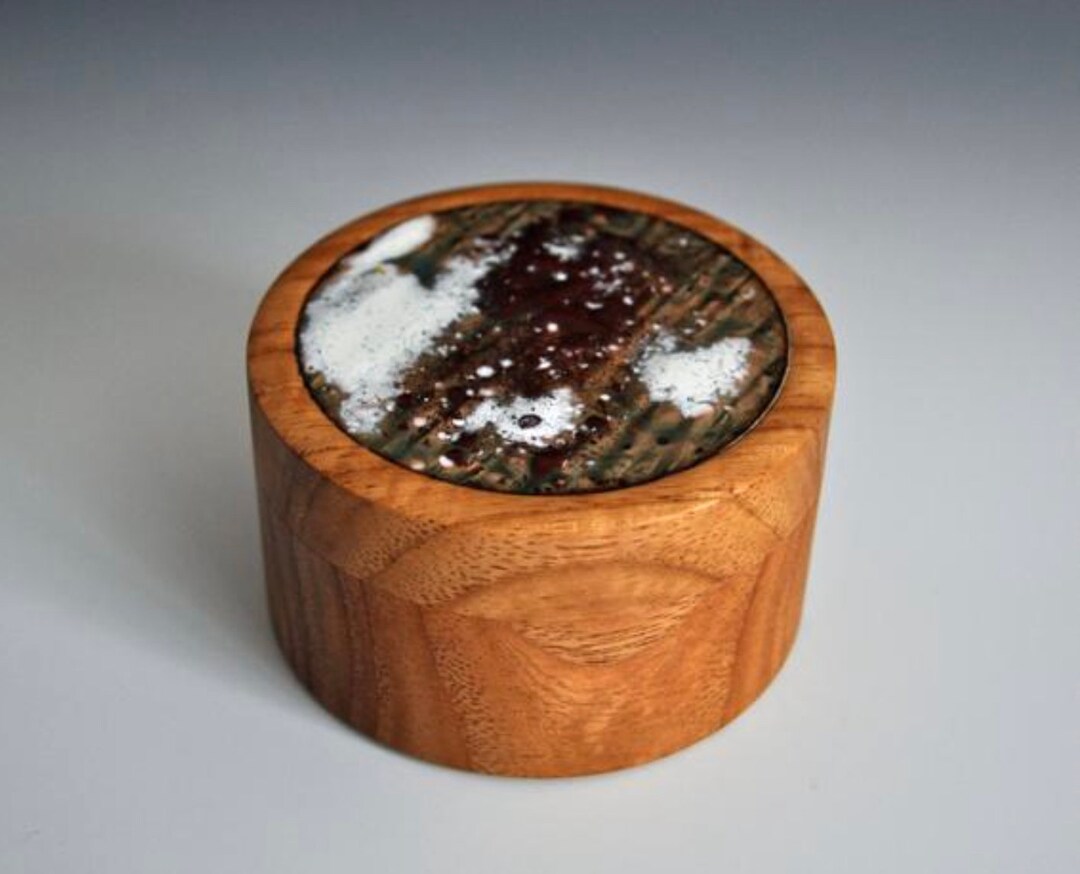 Muninga Box With Enamel on Copper Insert - Etsy