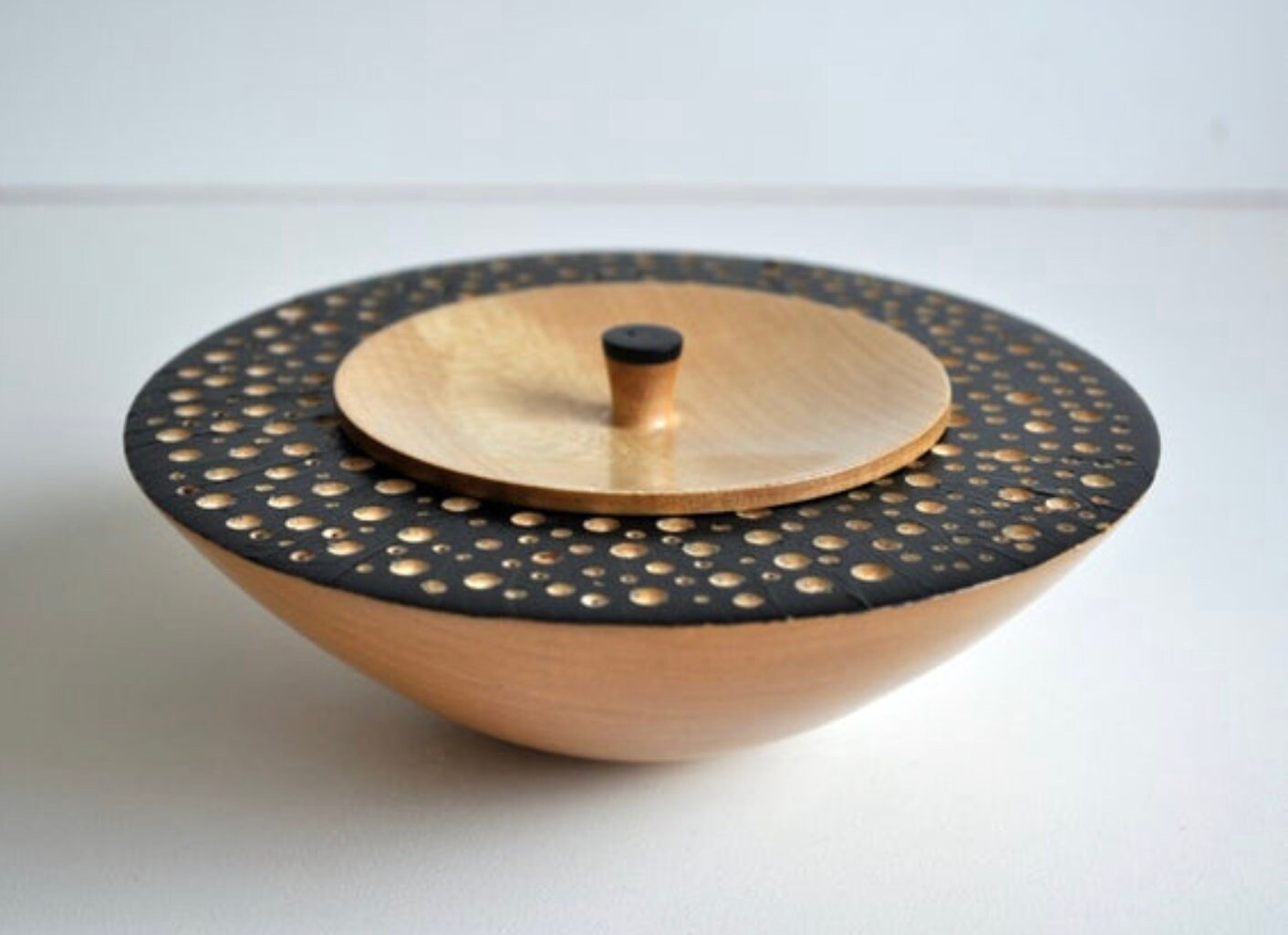 A Maple Wobble Turned Box With Ebony and Decoration - Etsy