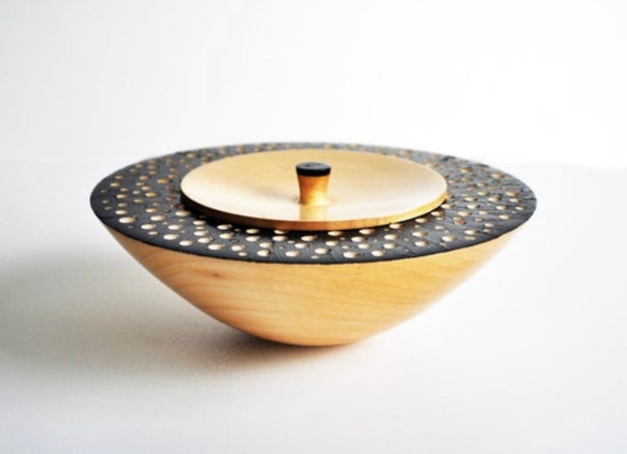 A maple wobble turned box with ebony and decoration | Etsy