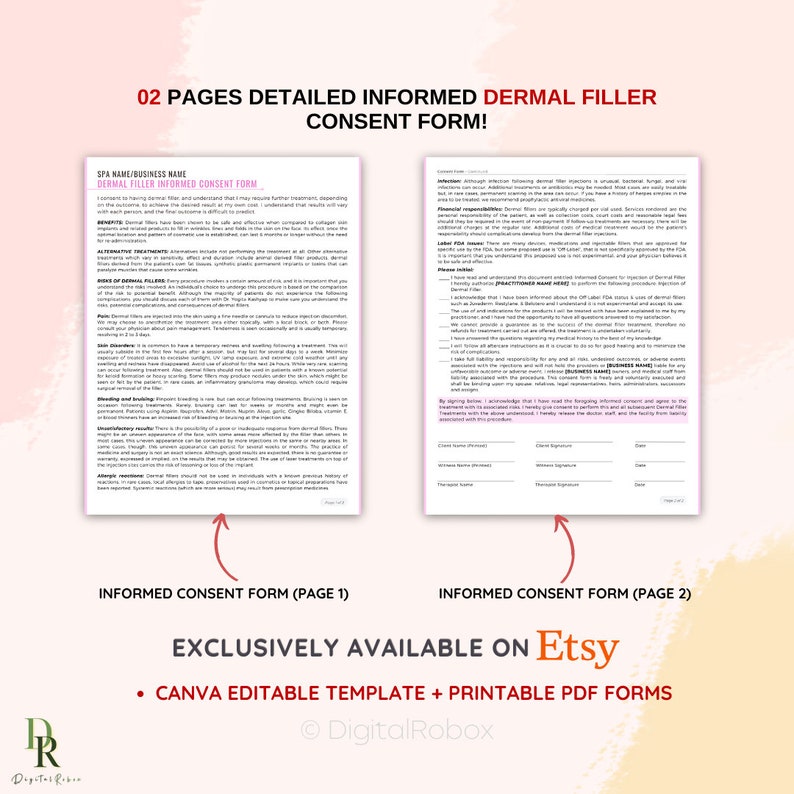 Dermal Filler Consent Form, Filler Consent Form, Dermal Filler Informed ...