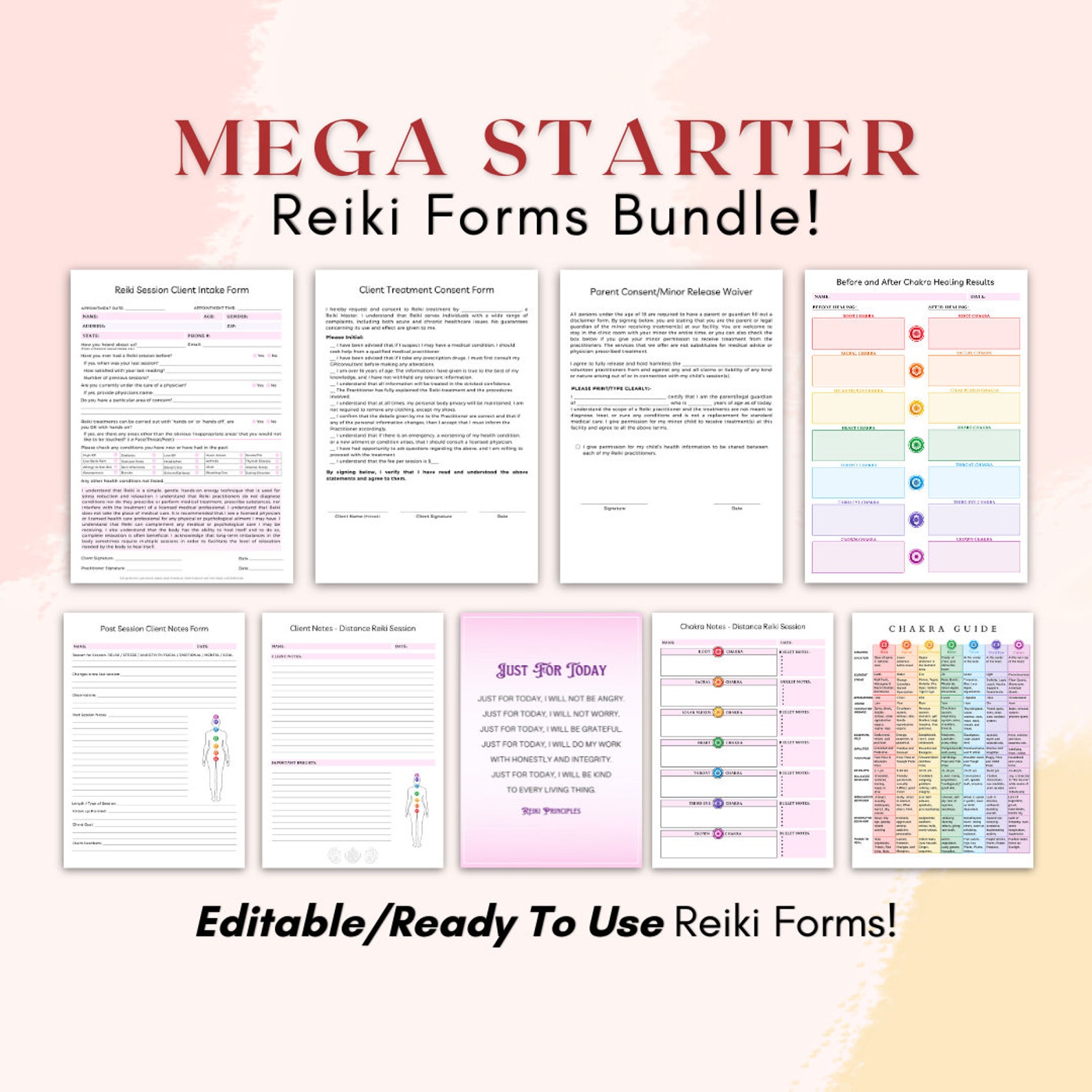 Reiki Intake Form, Editable Reiki Forms, Reiki Client Form, Reiki ...