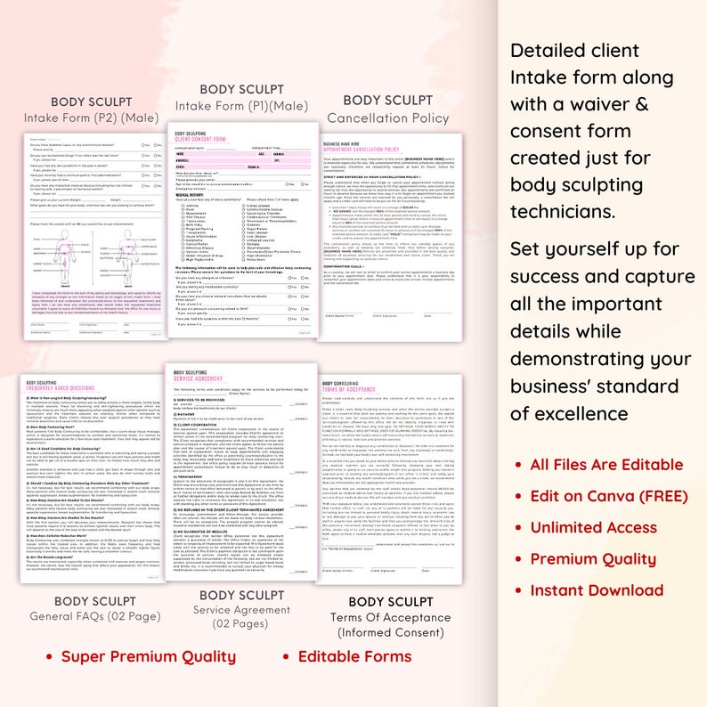 Client Intake Forms Body Sculpting Body Contouring Consent - Etsy