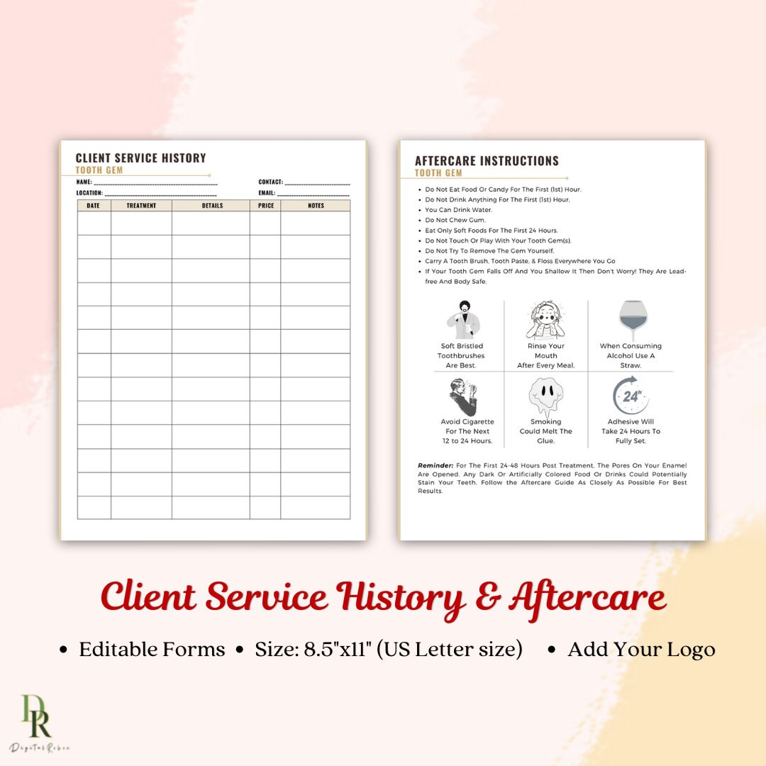 Editable Tooth Gem Client Intake Forms Tooth Gem Consent - Etsy