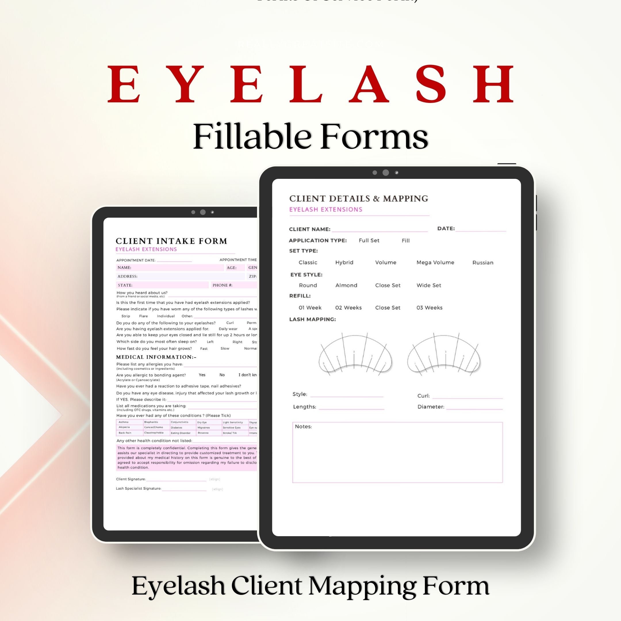 LASH CONSENT FORMS Fillable Lash Tech Forms Ipad Lash Form | Etsy