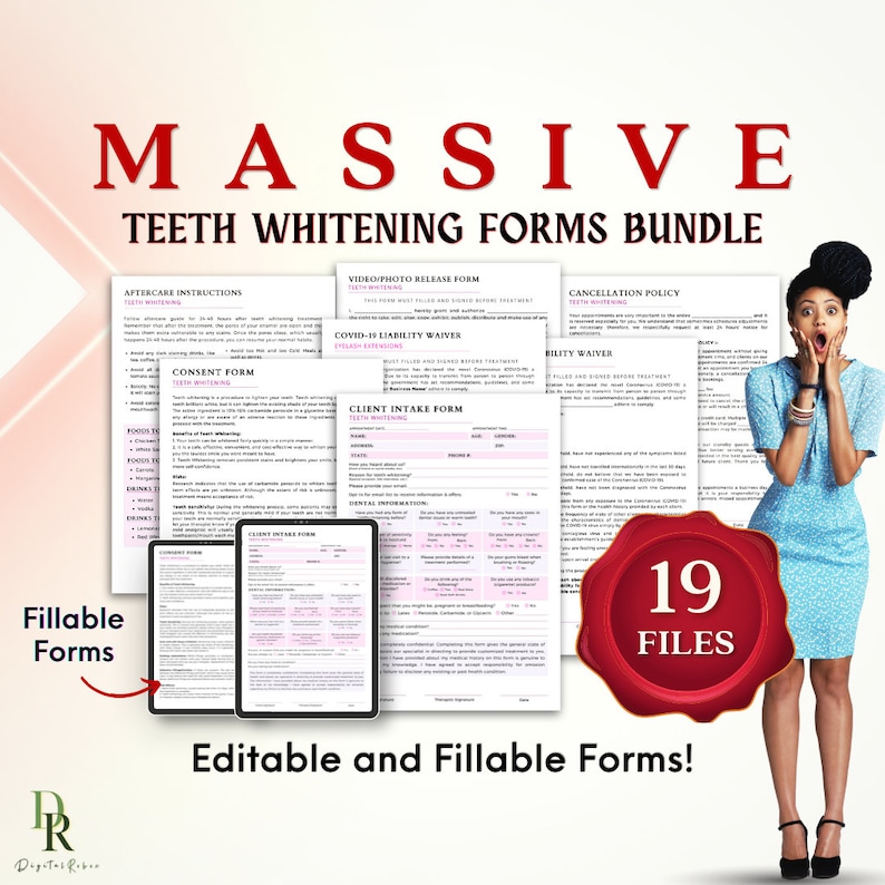 Teeth Whitening Intake Form, Tooth Whitening Consent Form, Fillable ...