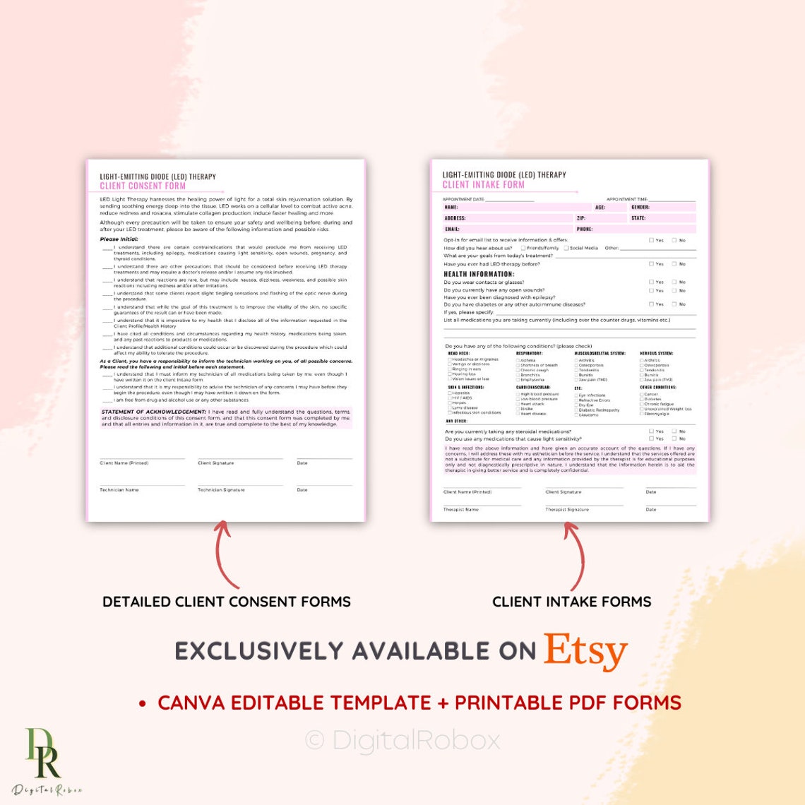 LED Light Therapy Consent Form LED Light Therapy Form Day - Etsy