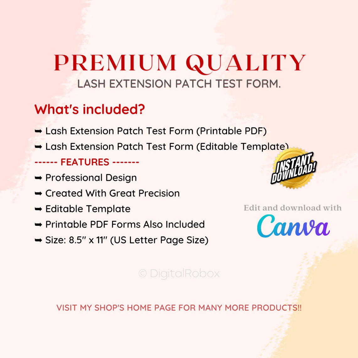 Lash Extension Patch Test Form, Lash Lift Patch Test, Lash Adhesive ...