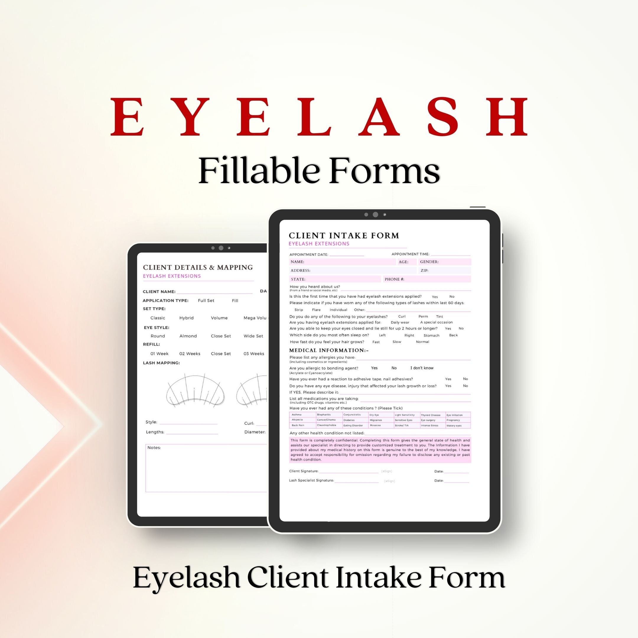 LASH CONSENT FORMS Fillable Lash Tech Forms Ipad Lash Form | Etsy