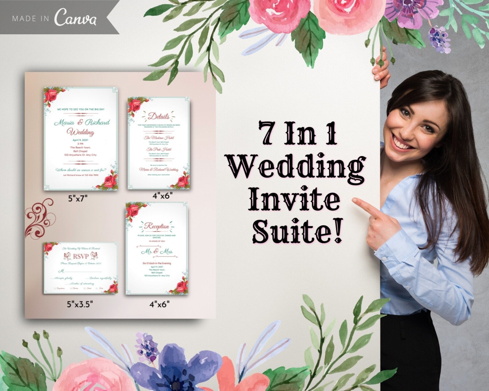 Rustic Wedding Invitations With Rsvp Minimalistic Wedding - Etsy