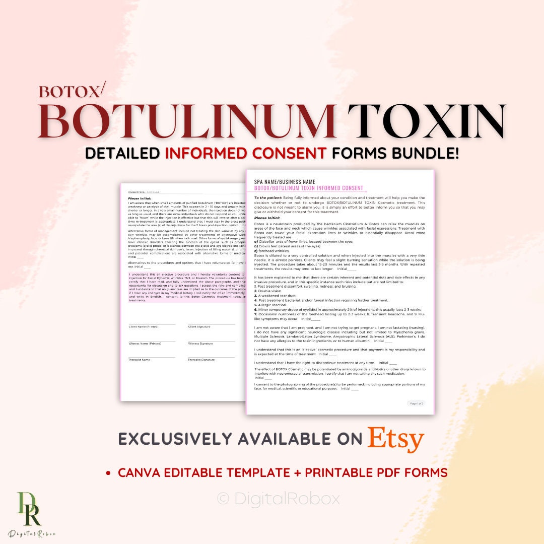 Botox Consent Form, Botulinum Toxin Consent Form, Botox Treatment Form ...