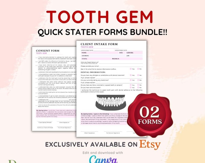 Editable Tooth Gem Client Intake Form, Tooth Jewel Application Form ...