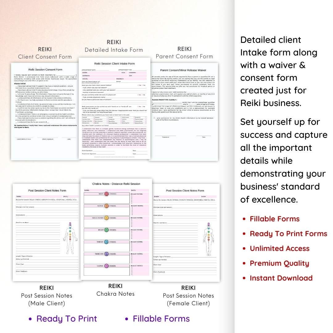 Templates Stationery Printable and Editable Forms Reiki Intake Forms ...