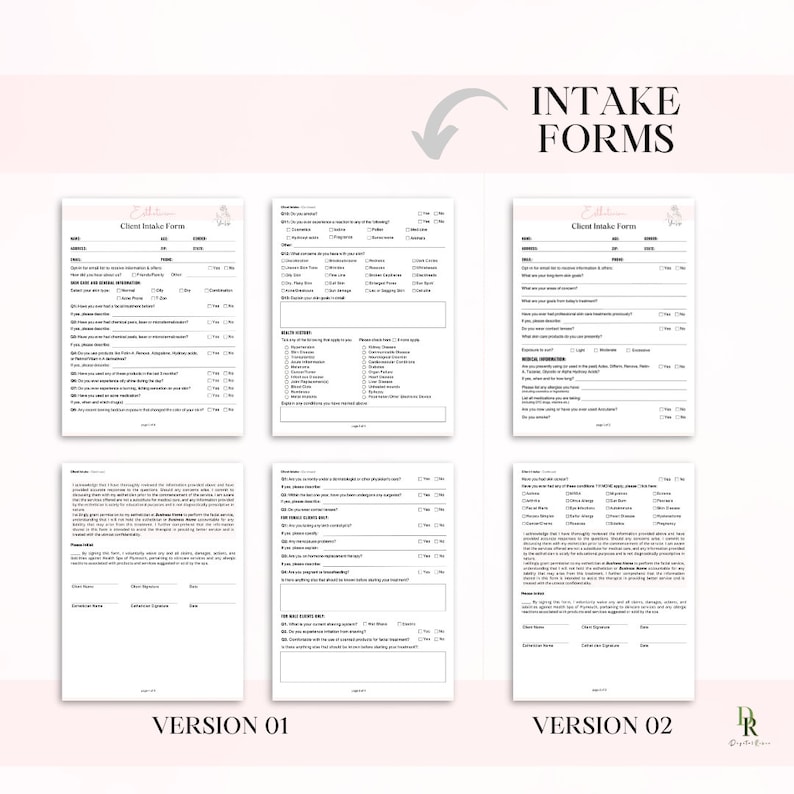 Facial Consent and Intake Forms Esthetician Forms Bundle ETSY EXCLUSIVE ...