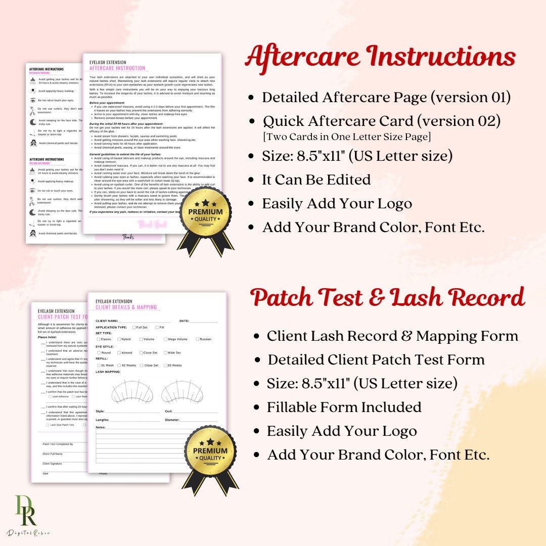 Lash Tech Forms, Lash Consultation Forms, Lash Waiver, Editable Lash ...