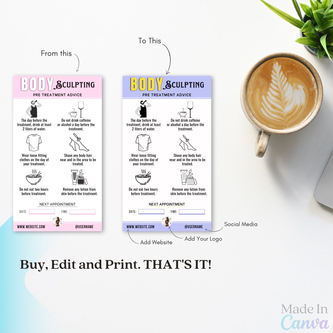 Body Sculpting Pre and Post Care Template, Printable Body Sculpting ...